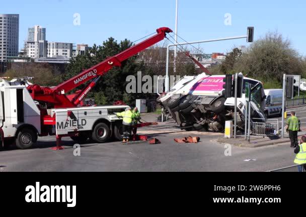 A major accident in the Leeds City Centre involving a large refuse ...