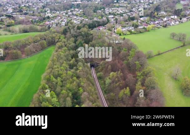 The famous Bramhope Tunnel North Portal, aerial footage Gothic castle ...