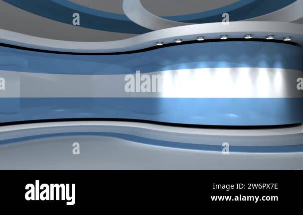 TV studio. Light blue background. Loop animation. News studio ...