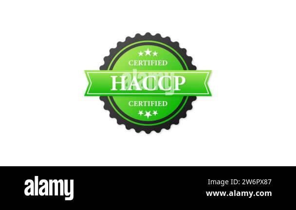 HACCP certified green rubber stamp with green rubber on white ...