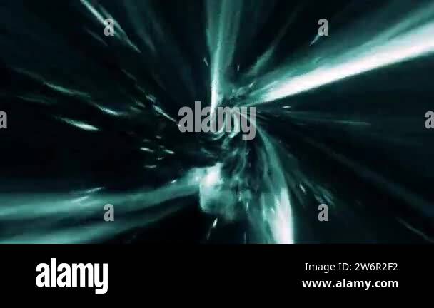 Abstract light green blue hyperspace warp tunnel through time and space animation. 4K 3D Loop ...