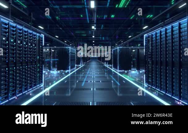 Data Center Server Racks with VFX Augmented 3D Visualizations Stock ...