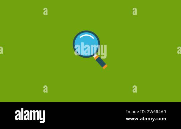 magnifying glass icon animation on the green screen background. 4K ...