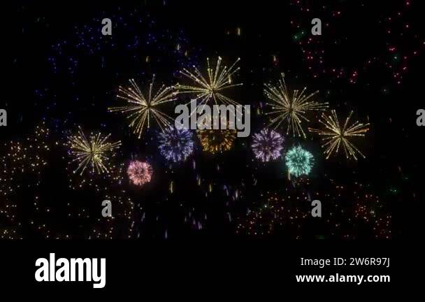 Bright and colorful fireworks background overlay. Glowing fireworks ...