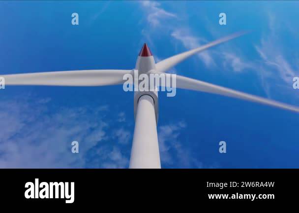 Wind turbines generate electricity. 3D render. Seamless loop. Wind ...