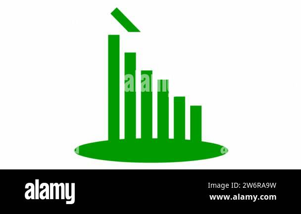 Animated green chart of financial decline with a trend line chart ...