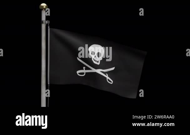 3D, Alpha channel zoom to fabric texture of pirate skull with sabers ...