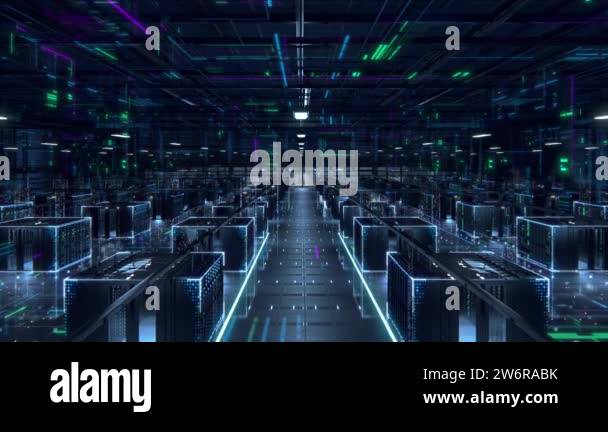 Data Center Server Racks with VFX Augmented 3D Visualizations Stock ...