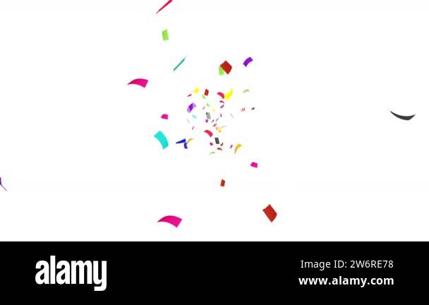 Many colorful confetti floating in air on white background. Party ...