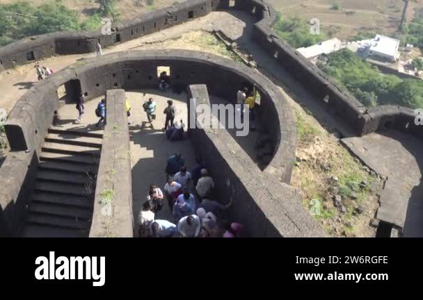 PUNE, MAHARASHTRA, INDIA - 9 FEBRUARY 2020: Tourists in Shaniwar wada ...