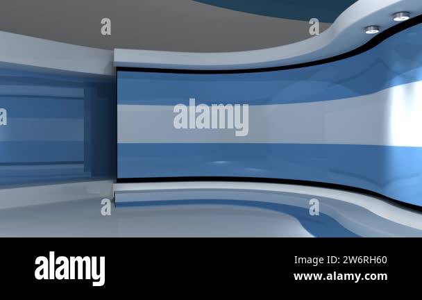 TV studio. Light blue background. Loop animation. News studio ...