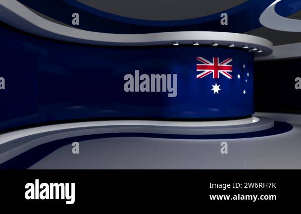 TV studio. Australia. Australian flag. News studio. Loop animation ...