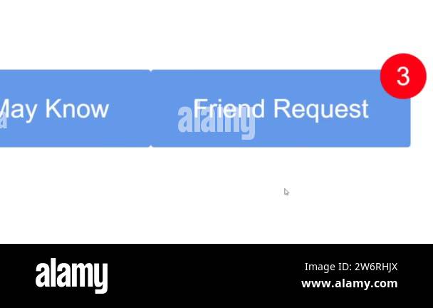 Mouse Cursor Slides Over And Clicks New Friend Request on Social Media Network. Device Screen ...