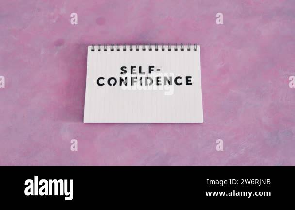 positive attitude concept, Self-confidence text on notepad with comic ...