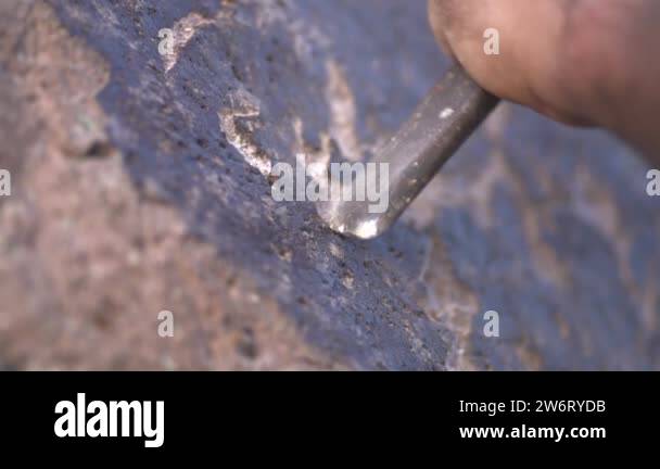 Ancient man cave painting and writing historic inscription graffiti on ...