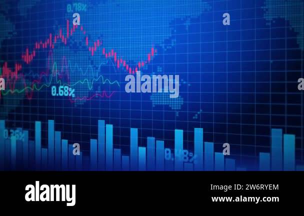 4K 3D stock market, economic graph with diagrams Loop Background Stock ...