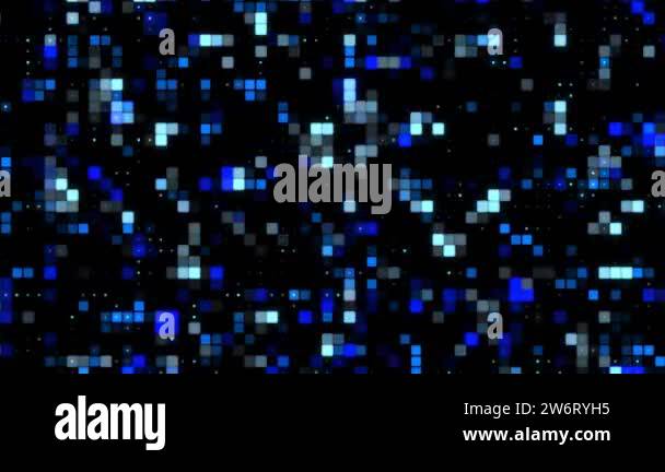 Hi-Tech motion graphic background in blue color - square elements with random changing colors ...