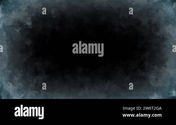 Looping blue grunge vignette on black background. Animated horror frame ...