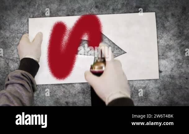 Arrow sign spray painted on the concrete wall. Graffiti concept art of ...