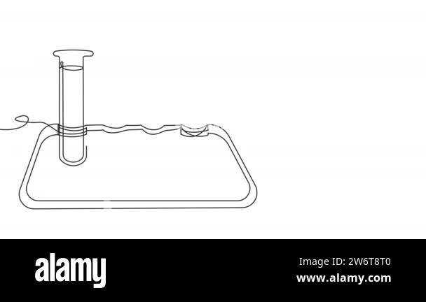 Self-drawing laboratory test tubes and flask in one line Stock Video ...
