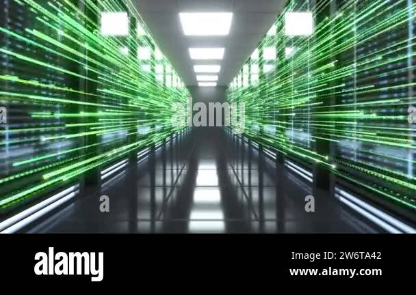 Digital Green line information flying in data centers with ig server ...