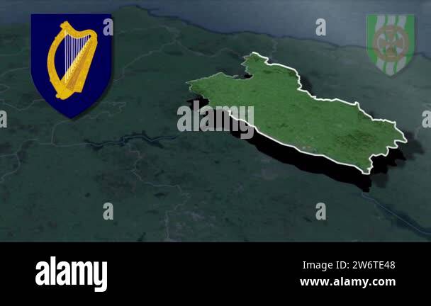 Counties of Ireland Limerick whit Coat of arms animation map Stock ...