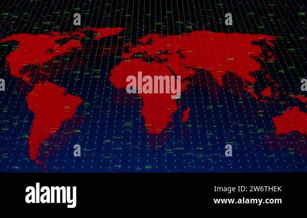 4k business digital data wall with world map,Financial figures,Global ...