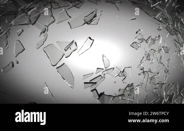 Glass shattered and broken in slow motion. Alpha matte. 3d render. 3d ...