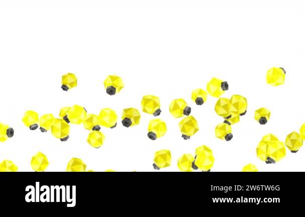 Many light bulb floating in air on white background. Creativity concept ...