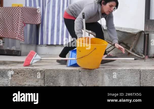 accidents while cleaning domestic house where a caucasian girl falls ...