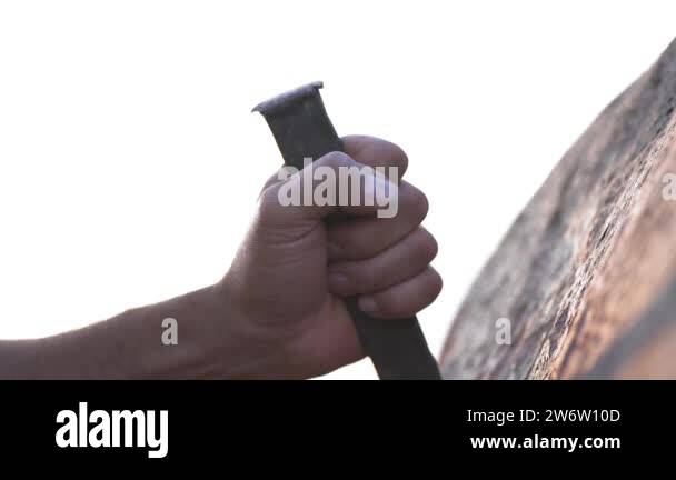 Ancient man cave painting and writing historic inscription graffiti on ...