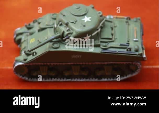 video miniature main battle tank Sherman from world war 2 Stock Video ...