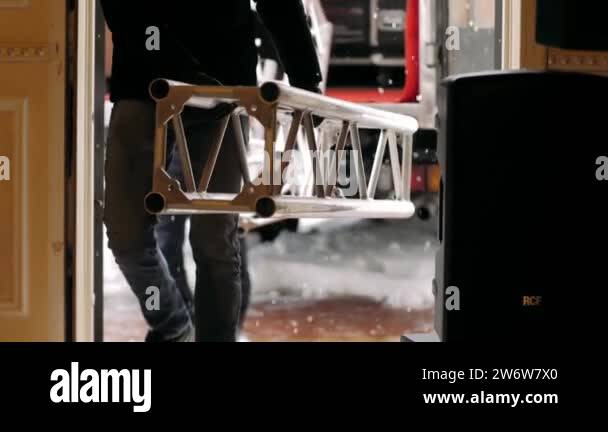 creating a structure for the stage. Metal structures that are installed ...