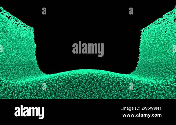 Particle Flow.Particle-based 3D fluid simulation. Fluid Collision. Transparent background. Alpha ...