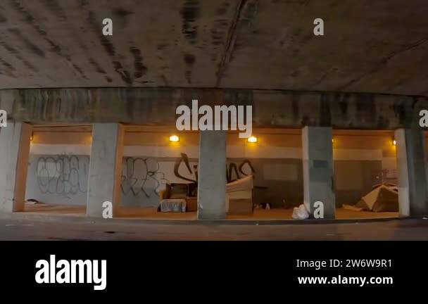Atlanta, Ga USA - 07 23 20: Homeless people and tents under a bridge ...