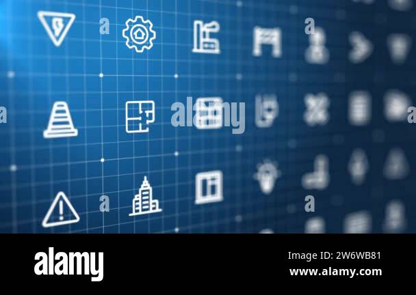 4K Abstract 3d animation. Architect, engineer construction background ...