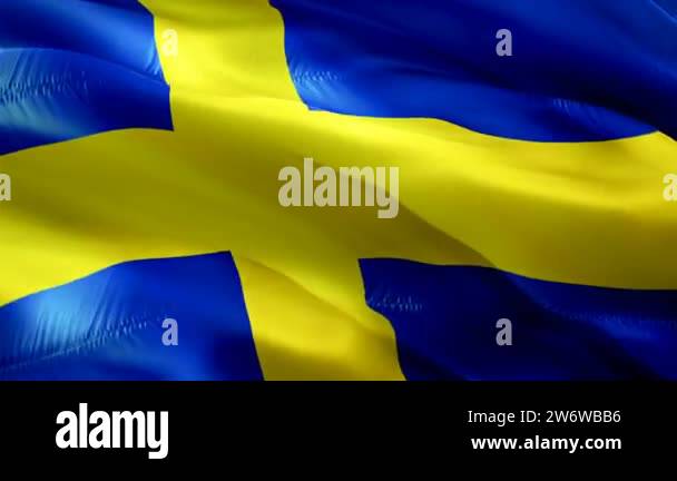 Sweden waving flag. National 3d Swedish flag waving. Sign of Sweden ...