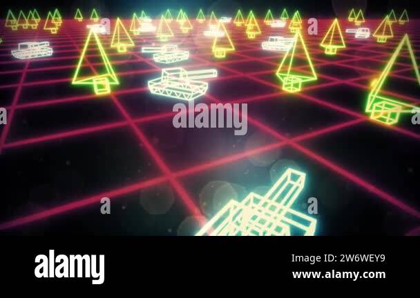 Retro 80s game tanks VHS tape video war battle vector arcade tron ...