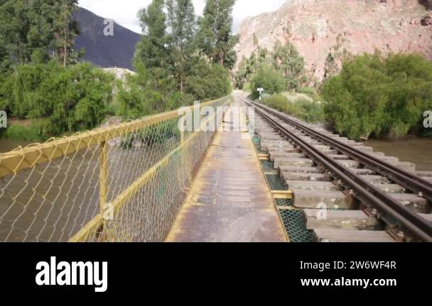 Railway tracks in rural countryside of Peruvian Andes. Rural scene in ...