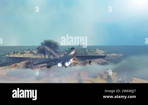 Fake video game gameplay Flying racing jet plane render 3d Stock Video ...