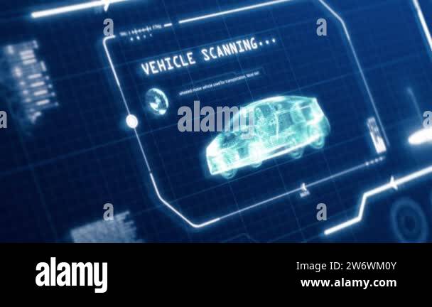 HUD driving vehicle specification scanning user interface with computer ...