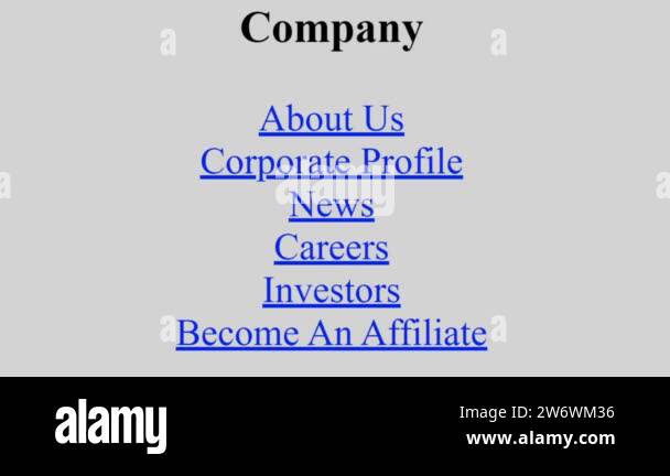 Mouse Cursor Slides Over And Clicks Corporate Profile on Company Web Page. Device Screen View of ...