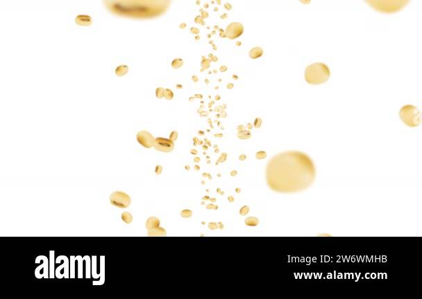 Flying many soybeans on white background. Light brown grains. Soya bean ...