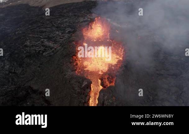 Flying Close to lava eruption volcano, Mount Fagradalsfjall, Iceland4K ...