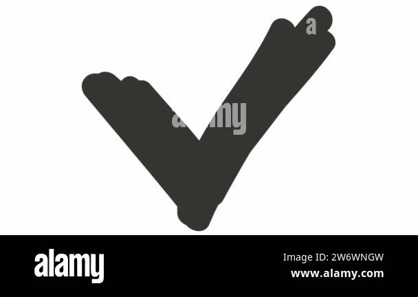Animated black icon of check mark drawn with marker. Hand drawn symbol ...