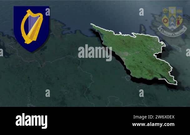 Counties of Ireland Clare whit Coat of arms animation map Stock Video ...