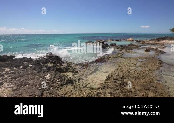 Vitality of blue energy and clear ocean water. Powerful danger sea ...