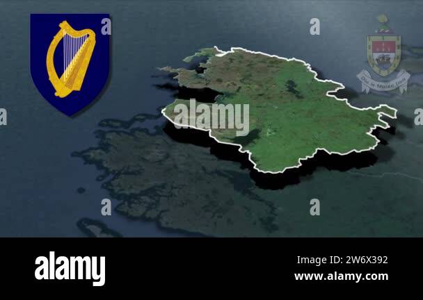 Counties of Ireland Mayo whit Coat of arms animation map Stock Video ...