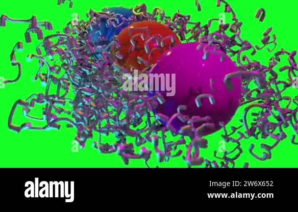 Animation Of rotating Sphere figure with silver metallic pipes on the ...