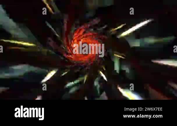 Loop of Abstract hypnotic multicolored flickering glow light hyperspace ...